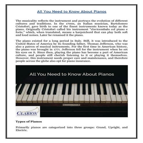 All You Need to Know About Pianos | PDF