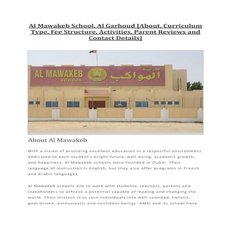 Al Mawakeb School Al Garhoud [About Curriculum Type Fee Structure ...