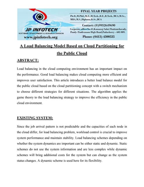A Load Balancing Model Based On Cloud Partitioning For The Public Cloud Pdf