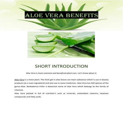 Aloe vera benefits | PDF