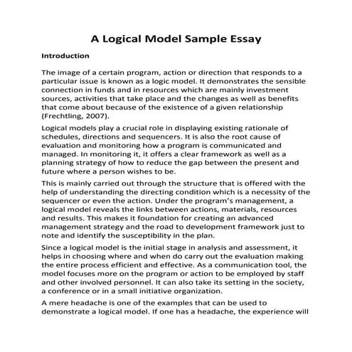 A logical model sample essay | PDF