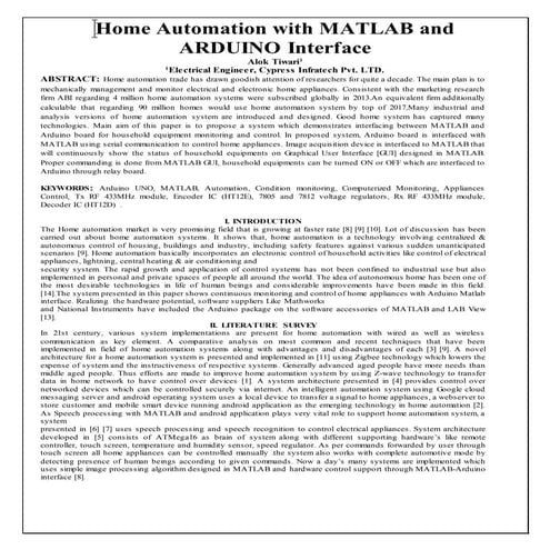 Home Automation with MATLAB and ARDUINO Interface | PDF