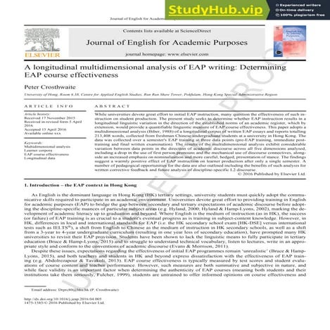 A longitudinal multidimensional analysis of EAP writing Determining EAP ...