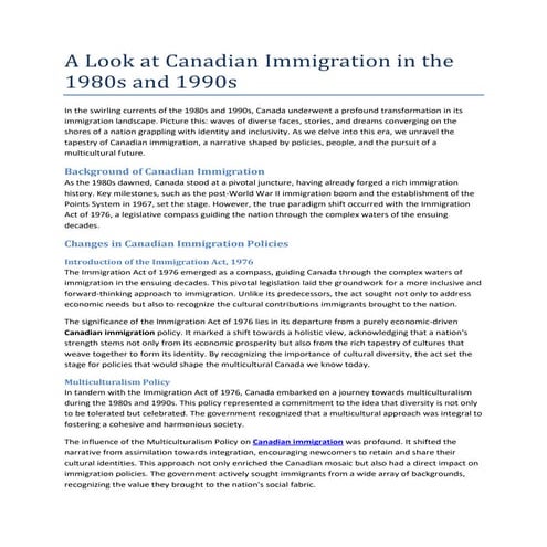 A Look at Canadian Immigration in the 1980s and 1990s.docx