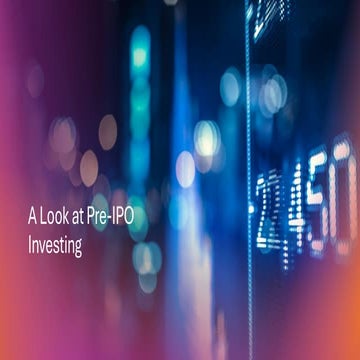 A Look at Pre-IPO Investing - Frank Cardia | PPT