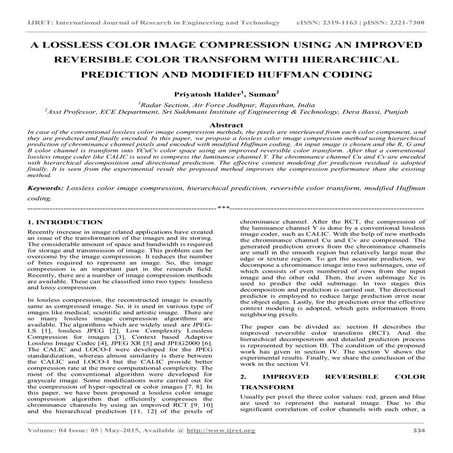 A Lossless Color Image Compression Using An Improved Reversible Color Transform With