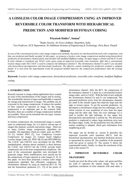 A Lossless Color Image Compression Using An Improved Reversible Color Transform With