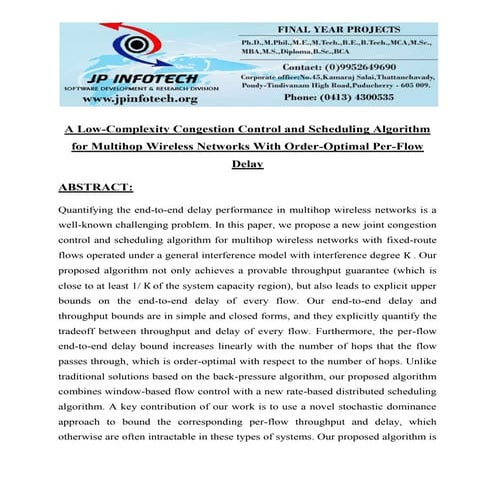 A Low Complexity Congestion Control And Scheduling Algorithm For