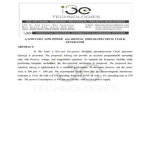 A low cost low-power all-digital spread-spectrum clock generator | PDF