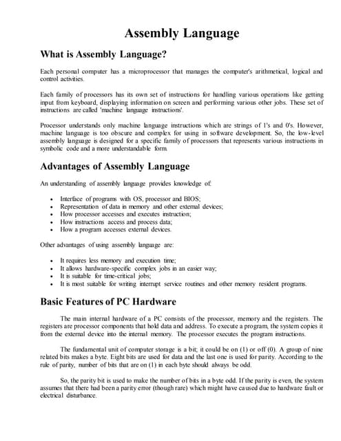 Assembly Language | DOCX Assembly Language | DOCX