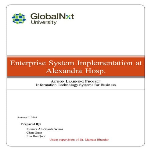 Enterprise System Implementation at Alexandra Hospital . | DOCX