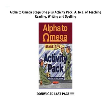 Alpha to Omega Stage One plus Activity Pack: A. to Z. of Teaching ...