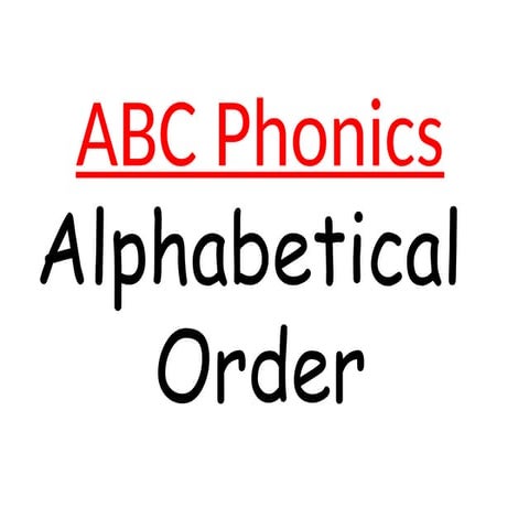 Alphabetical Order Power point for Preschool | PPT