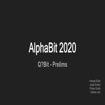 AlphaBit 2020 Quiz Prelims | PPT