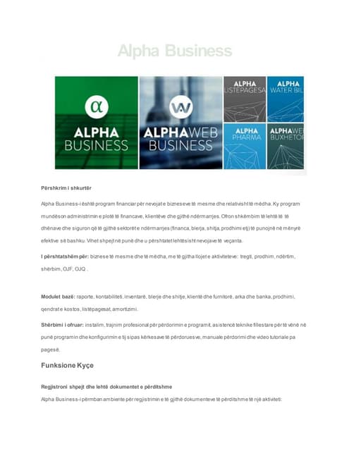 Programi Alpha Web Business | PDF
