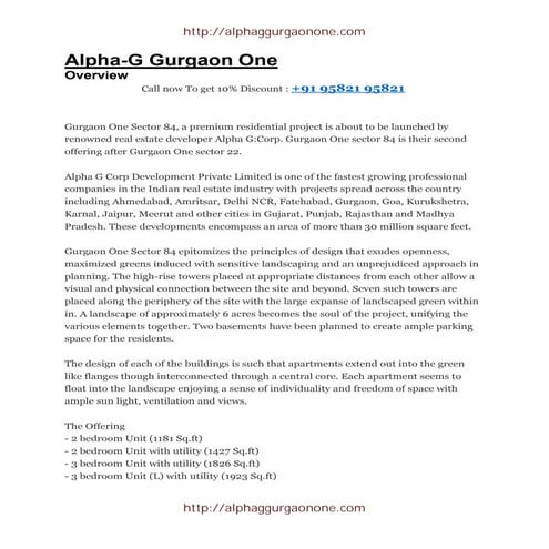 Alpha g corporation project of gurgaon one | PDF