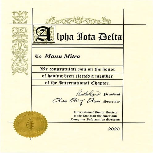 Alpha iota delta Certificate | PDF