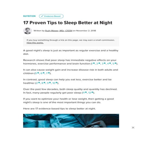 17 Proven Tips to Sleep Better at Night | PDF