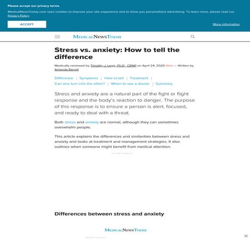 Stress vs. anxiety: How to tell the difference | PDF