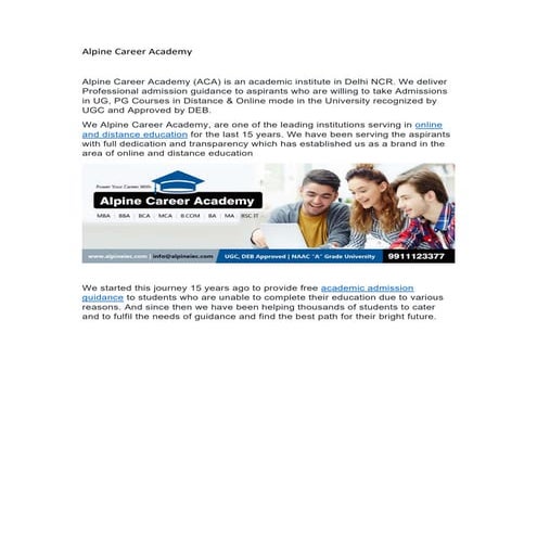 Alpine Career Academy | PDF | Online Education | Education