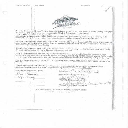 Alpine Towing Contract - Villa Alhambra | PDF
