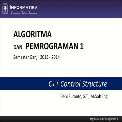 Algoritma dan Pemrograman C++ (Control Structure) | PDF