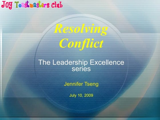 Resolving Conflict (Powerpoint) | PPS