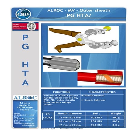 Alroc PG HTA Outer Sheath Stripping Pliers - Alroc Cable Stripping ...