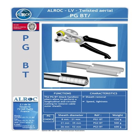 Alroc PG BT Sheath Stipping Pliers - LV Twisted Arial - Outer Sheath ...