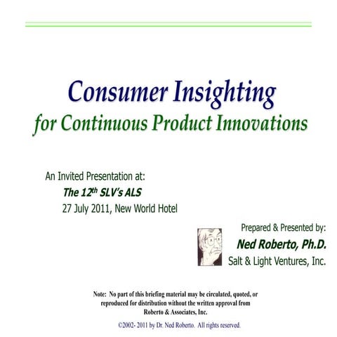 ALS12_Dr. Ned Roberto_Consumer Insighting for Continuous Innovation ...