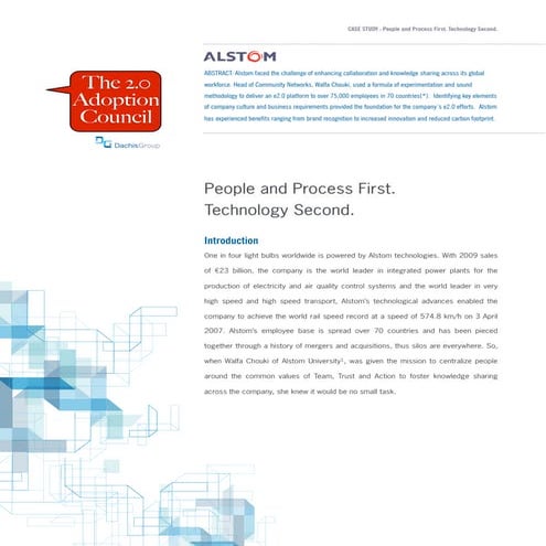 Alstom University case study : People and Process First. Technology ...