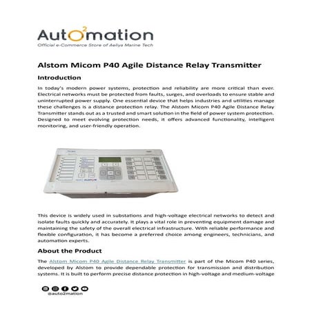 Alstom Micom P40 Agile Distance Relay Transmitter | PDF