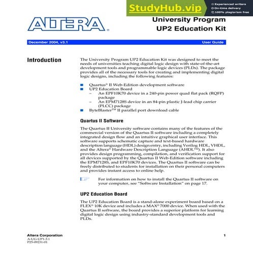 Altera UP2 Education Kit Manual | PDF