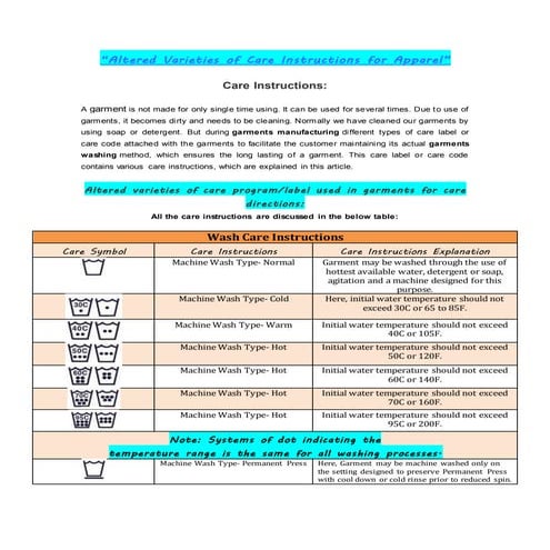 Uniform washing instructions | PDF