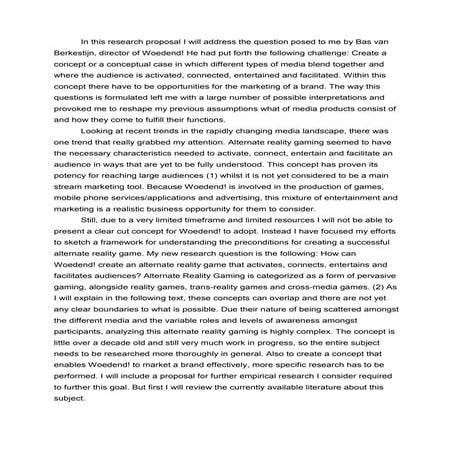 Alternate Reality Gaming Research Proposal | DOCX