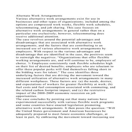 Alternate Work ArrangementsVarious alternative work arrangements e.docx
