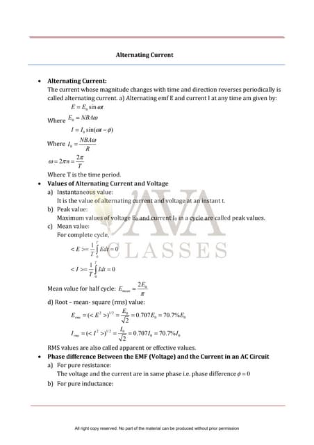 Alternating Currents Class 12 | PPT