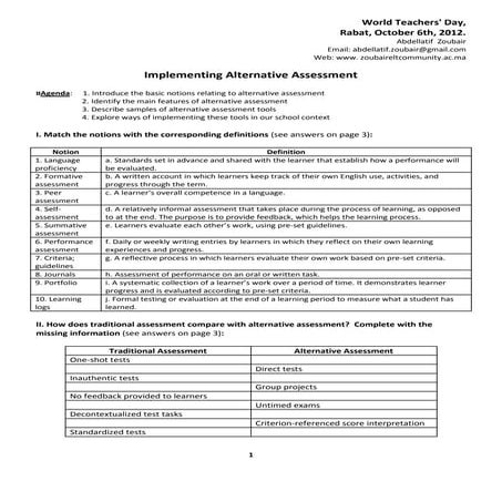 Alternativeassessmentteachersdayrabtoct12zoubair | PDF