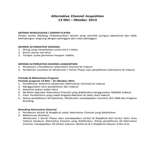 Alternative channel acquisition(1) | DOCX