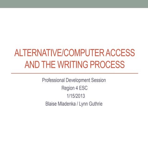 Alternative computer access and the writing process notes | PPT