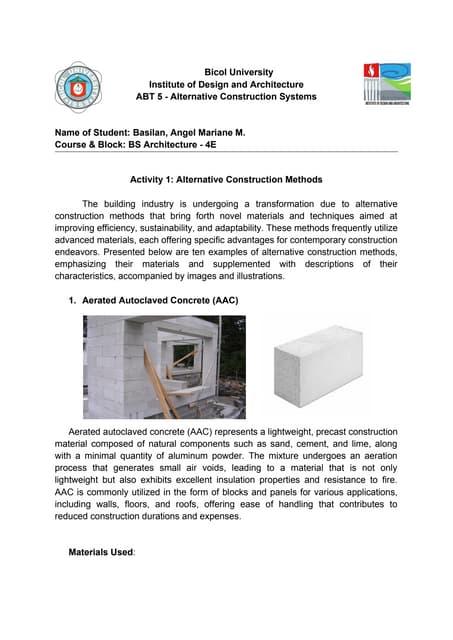 MODERN CONSTRUCTION METHODS | PPTX