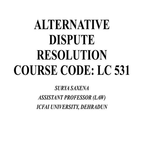 Alternative Dispute Resolution (ADR) | PPTX