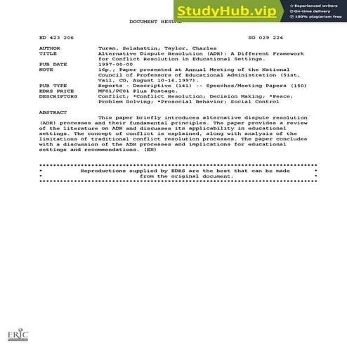 Alternative Dispute Resolution (ADR) A Different Framework For Conflict Resolution In ...