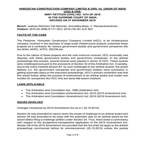 Alternative dispute resolution case law hindustan construction company ...