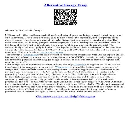 Alternative Energy Essay | PDF | Power and Energy Industry | Industries