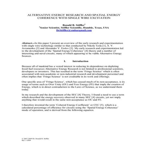 Alternative energy research and spatial energy | PDF