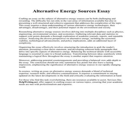 Alternative Energy Sources Essay | PDF