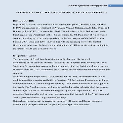 Alternative health system and public private partnership | PDF