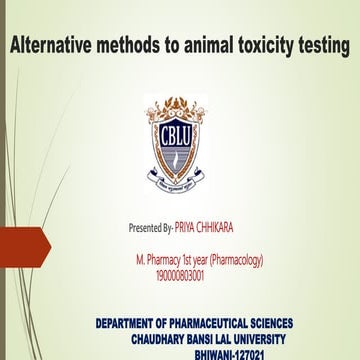 Alternative methods to animal toxicity testing | PPTX