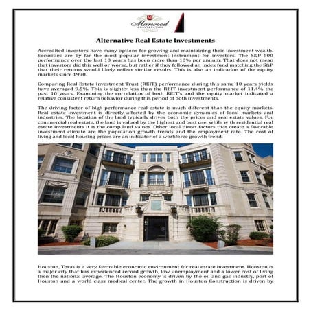 Alternative Real Estate Investments | PDF